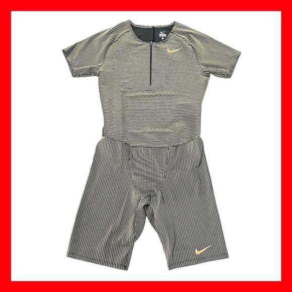 Nike | Shirts | Nike Elite Pro One Piece Black Gold Track Speed Suit ...